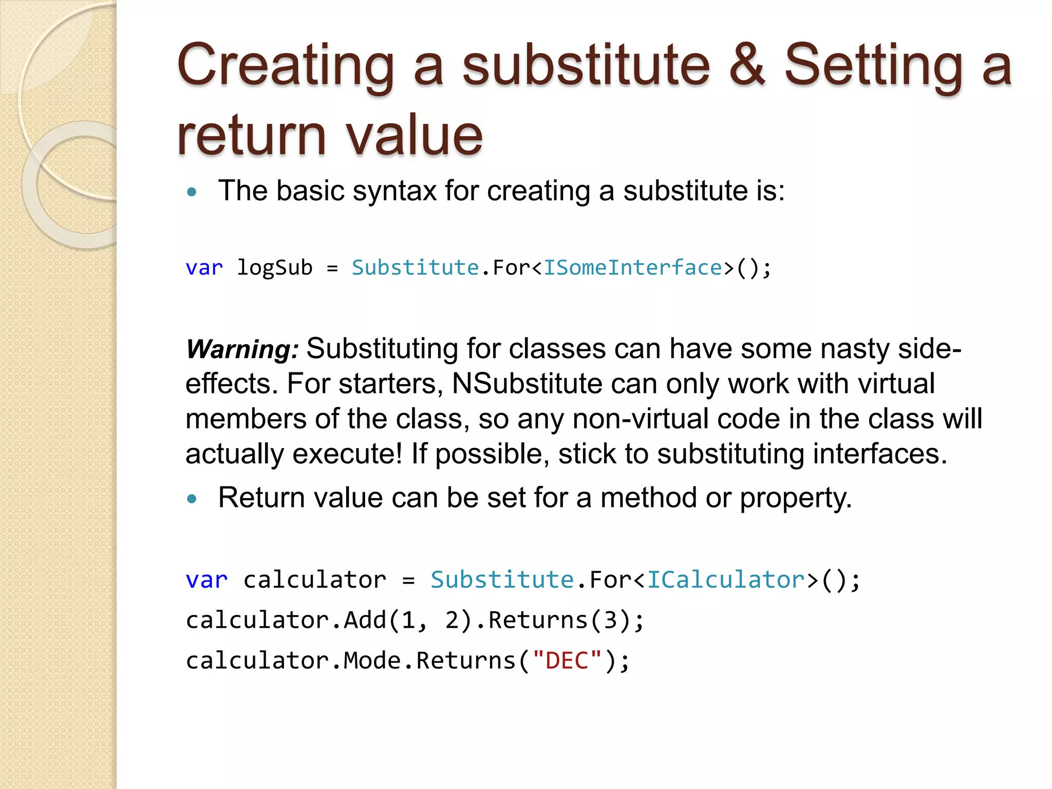Introduction to nsubstitute | PPTX