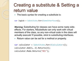 Introduction to nsubstitute | PPTX