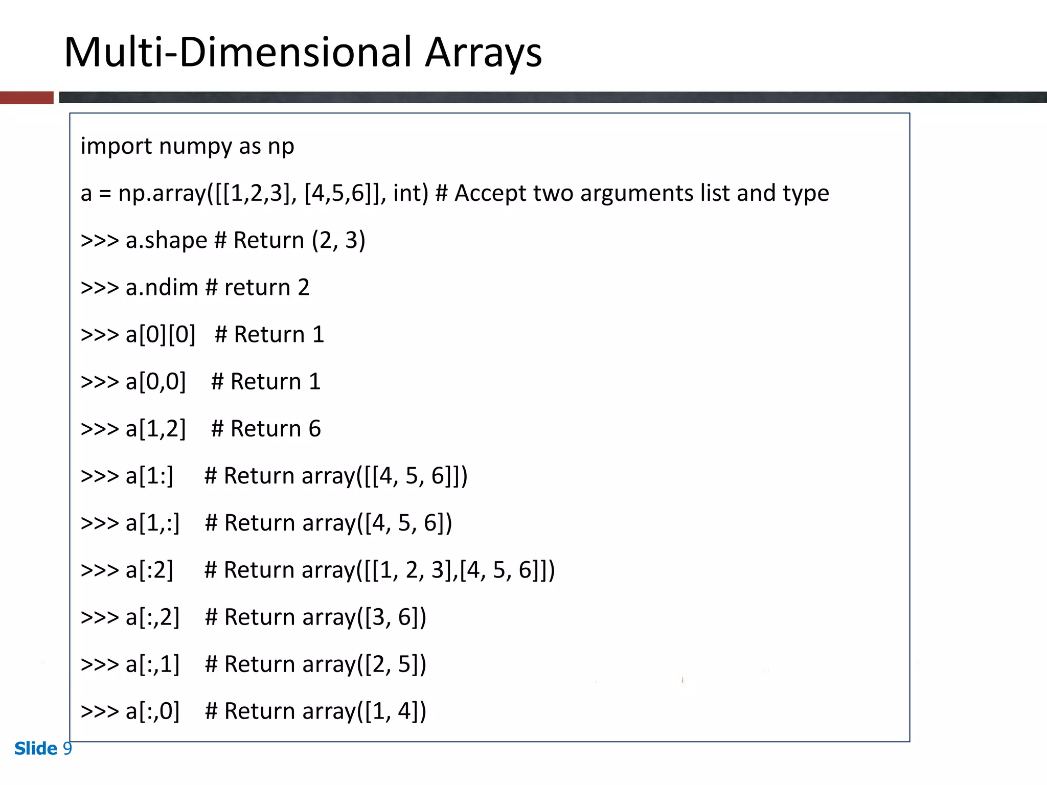 Introduction To Numpy Session 1 Pptx Programming Languages Computing