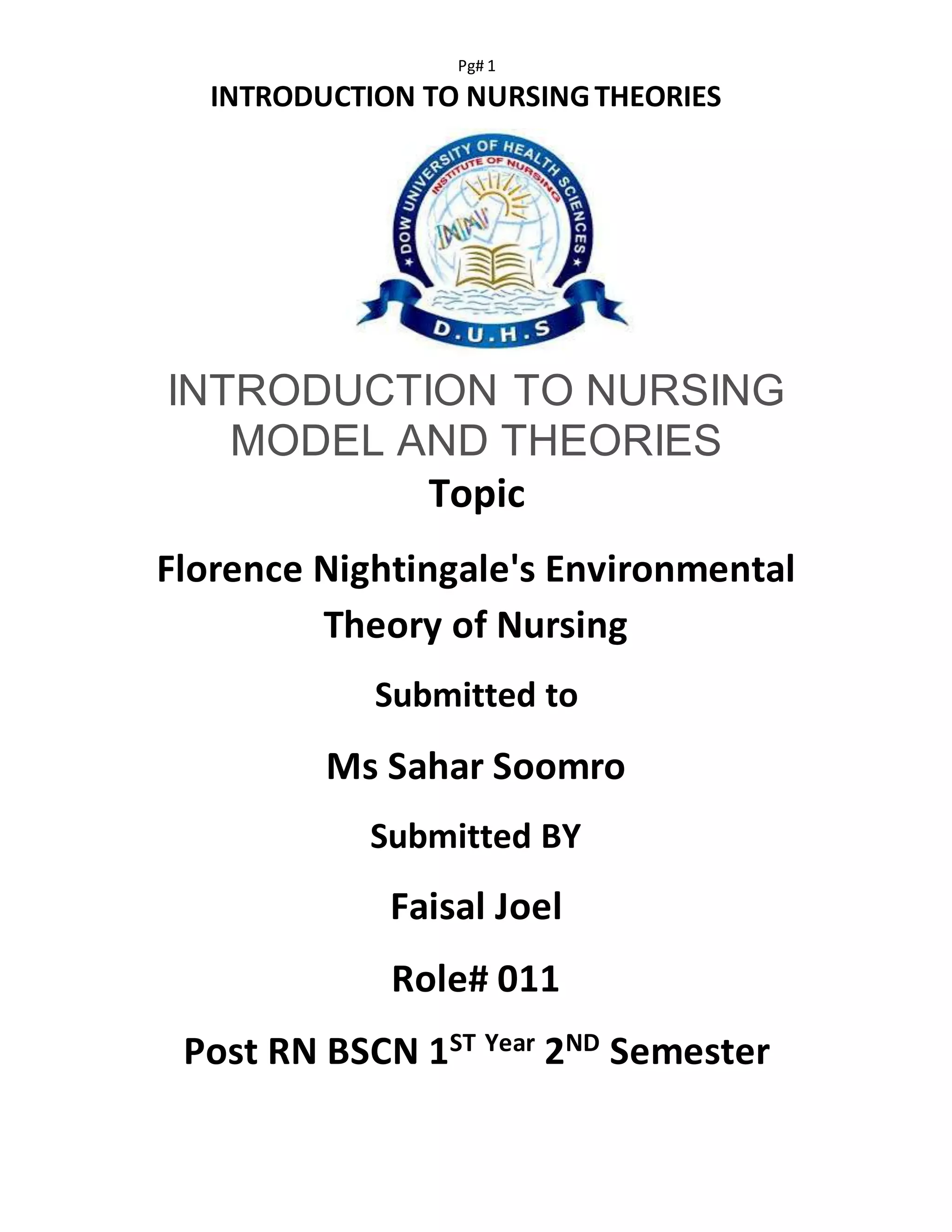 Florence Nightingales Environmental Theory | DOCX