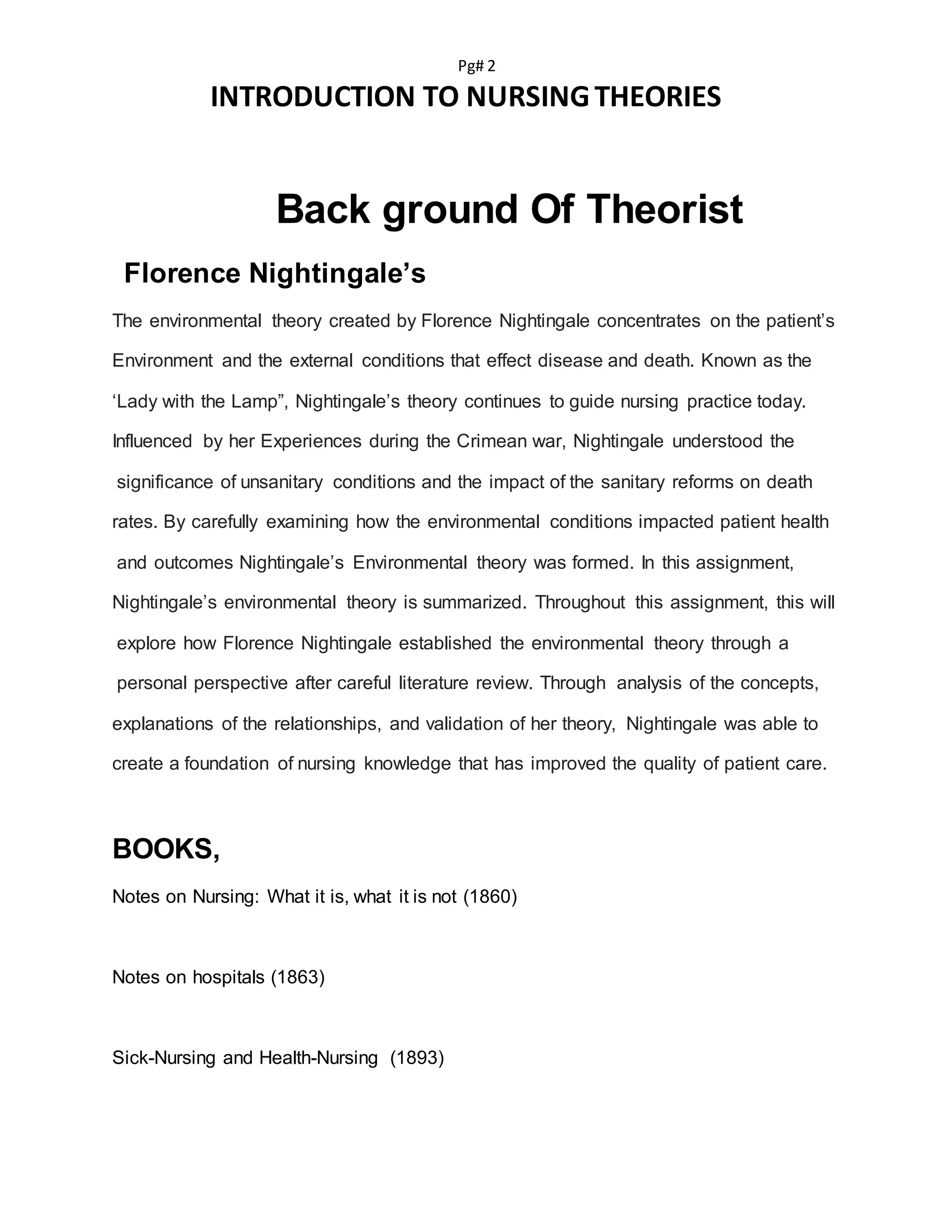 Florence Nightingales Environmental Theory | DOCX
