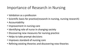 Introduction to nursing research | PPTX