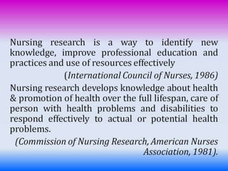 Introduction to nursing research | PPT
