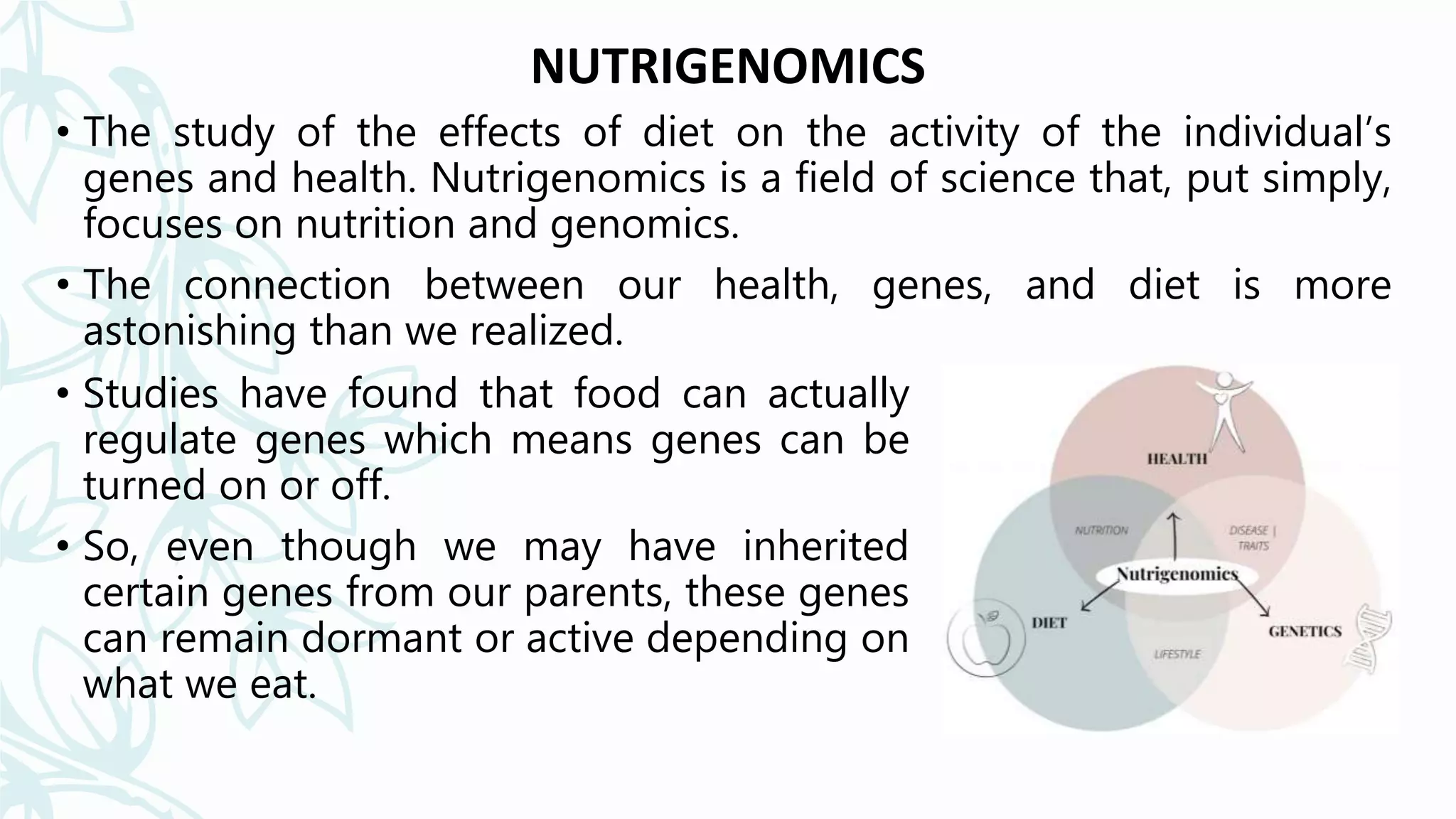 INTRODUCTION TO NUTRIGENETICS- GENES AND ITS FUNCTIONS | PPTX