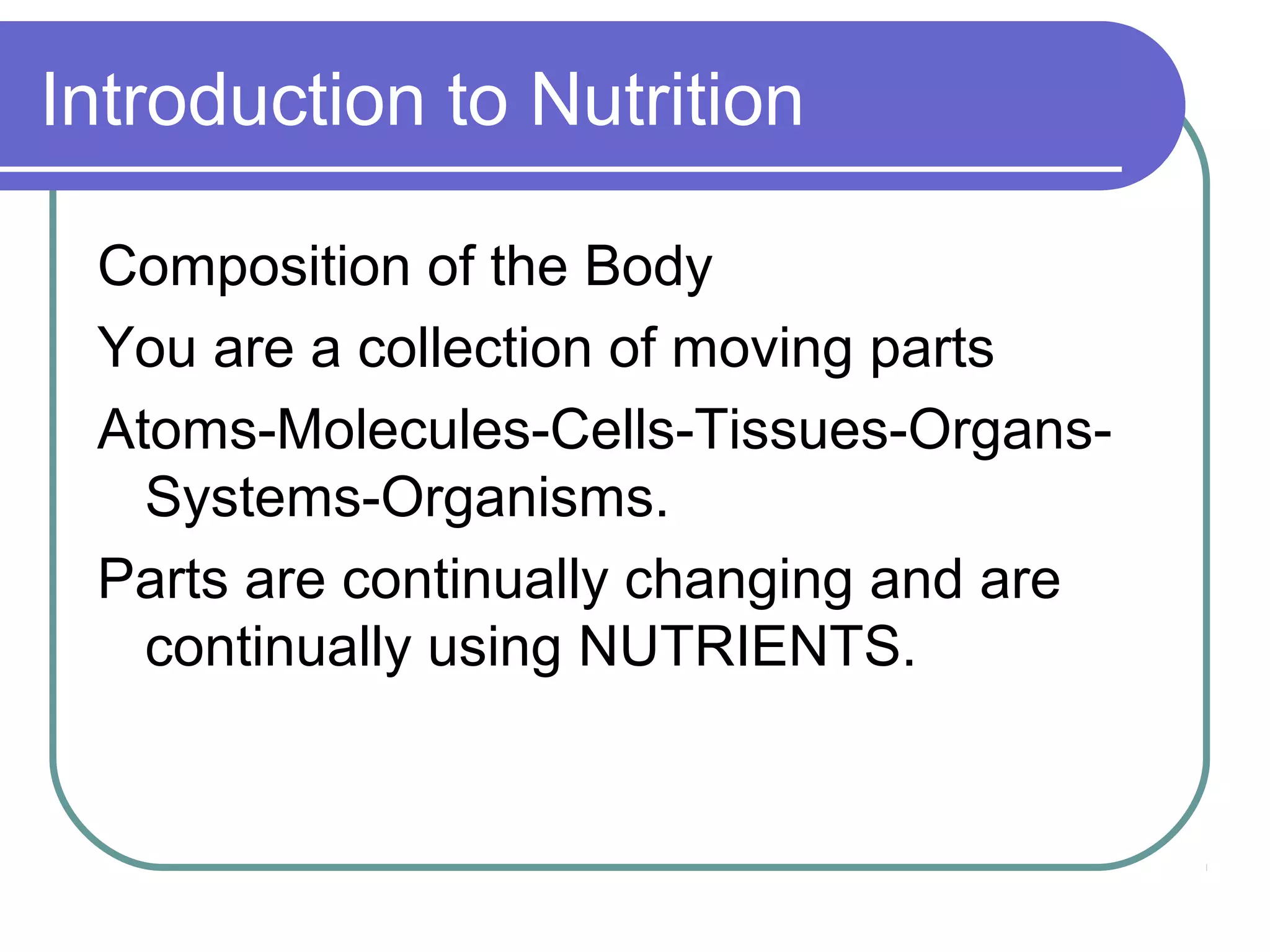 Introduction to nutrition | PPT