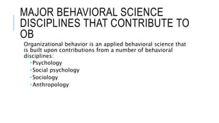 Introduction to organizational behavior (OB) | PPTX