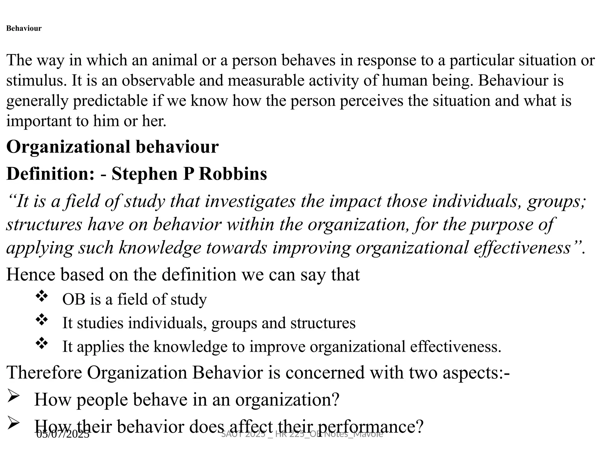 These slides introduces OB from Individual, group and structure perspectives | PPTX