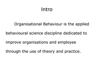 Introduction to Organisational behaviour | PPTX