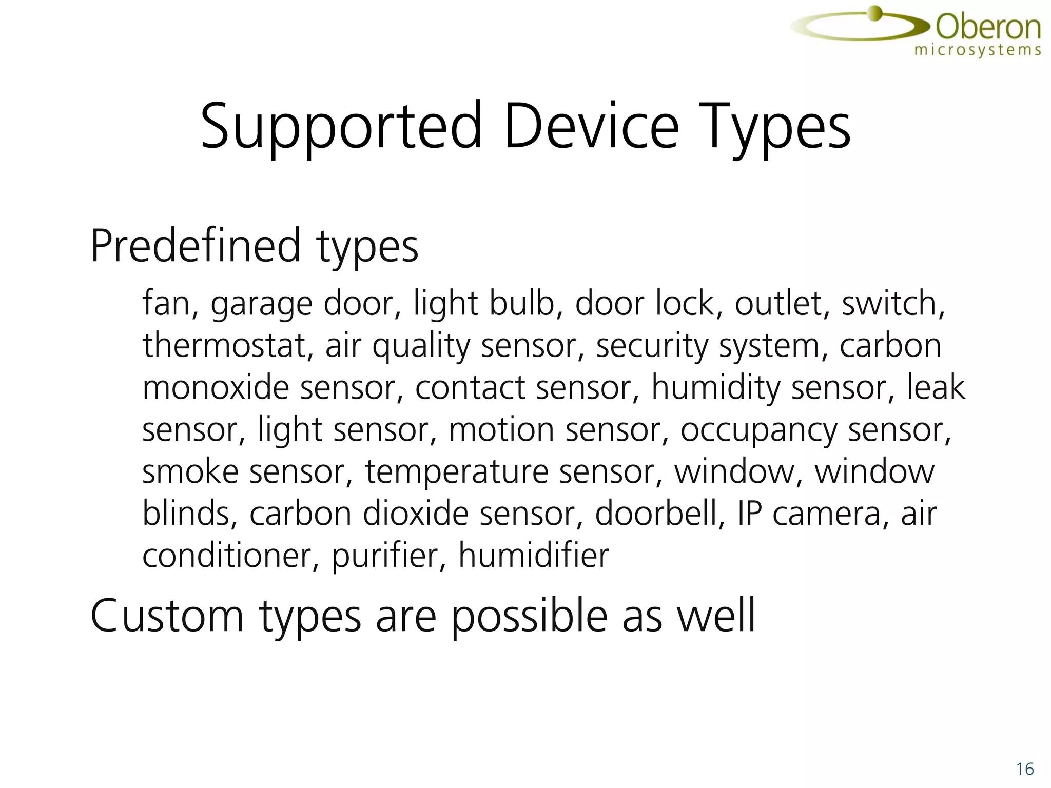 Introduction to Oberon HomeKit SDKs | PPT