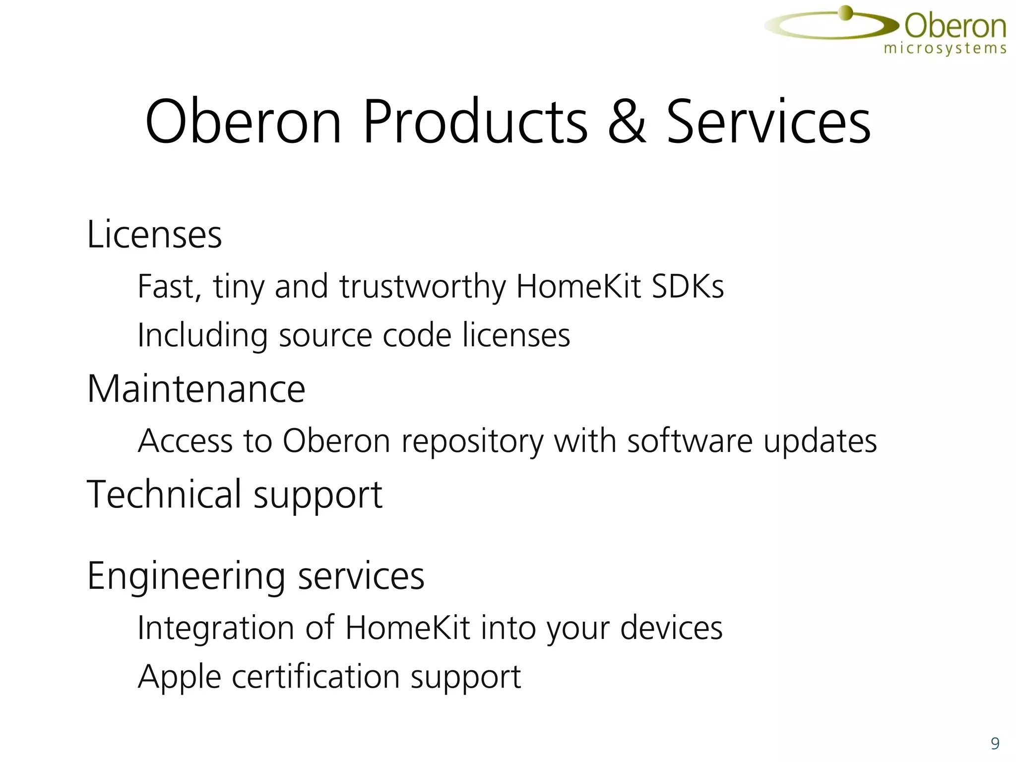 Introduction to Oberon HomeKit SDKs | PPT