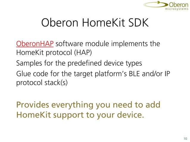 Introduction to Oberon HomeKit SDKs | PPT