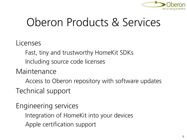 Introduction to Oberon HomeKit SDKs | PPT