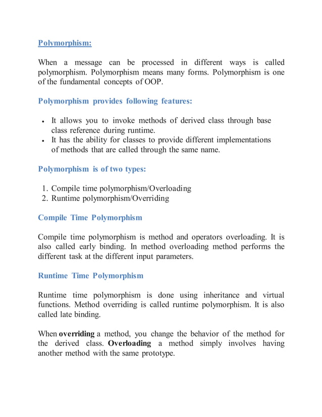 Introduction To Object Oriented Programming Concepts Docx