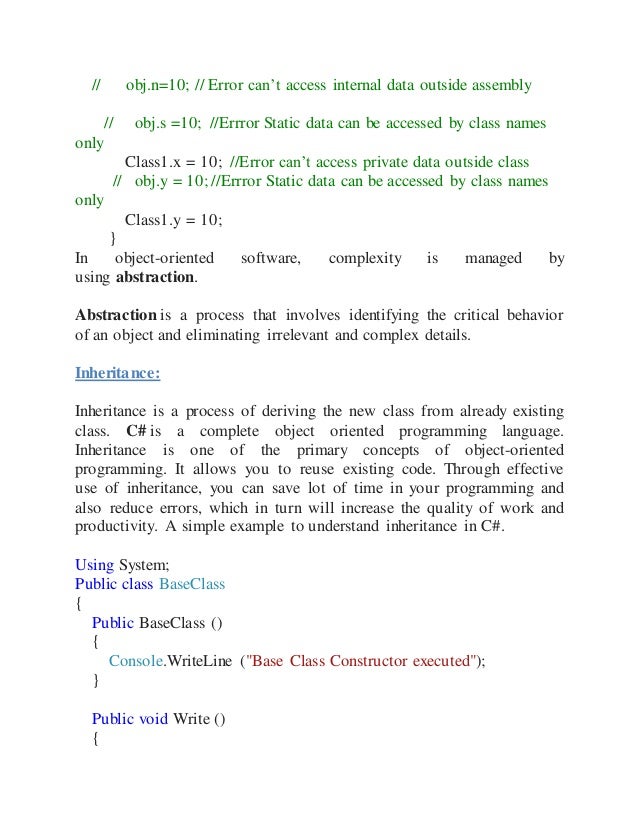 Introduction To Object Oriented Programming Concepts