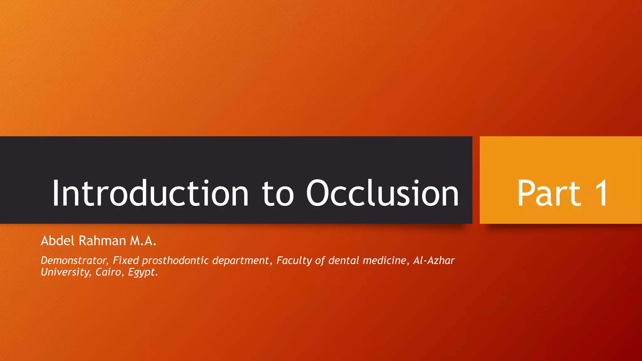 Introduction to occlusion | PPT