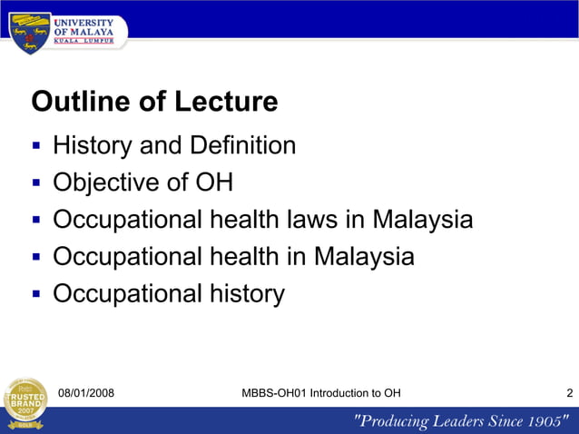 Introduction to occupational health | PDF