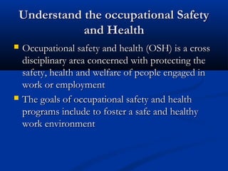 Introduction to occupational safety and health | PPT