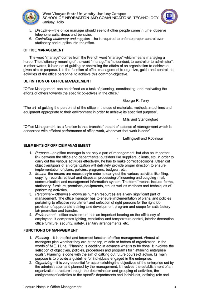Introduction To Office Management