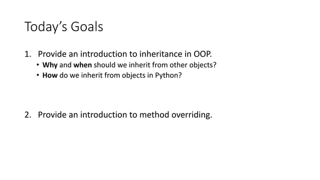 Introduction To Oop In Python Inheritance Ppt