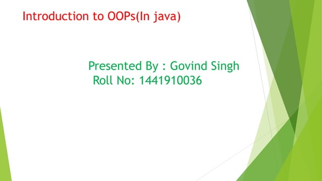 Introduction To Oopin Java By Govind Singh Pptx Programming Languages Computing