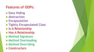 Introduction to OOP(in java) BY Govind Singh | PPT