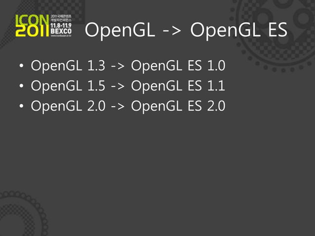 ICON 2011 Introduction to OpenGL ES | PPT