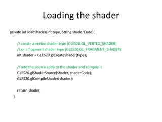 Introduction to open gl in android droidcon - slides | PPT
