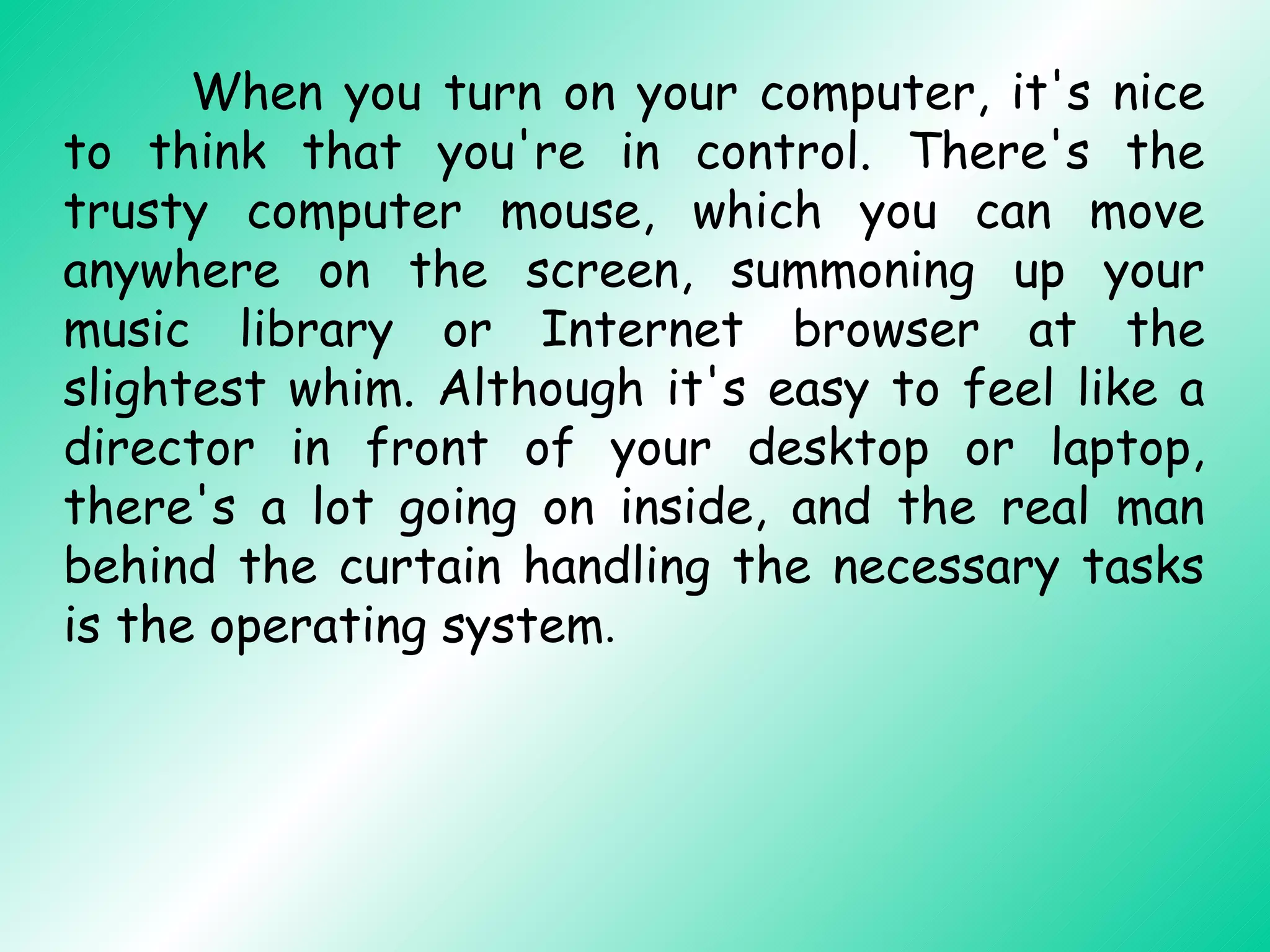 Introduction To Operating System Ppt Operating Systems Computer Software And Applications
