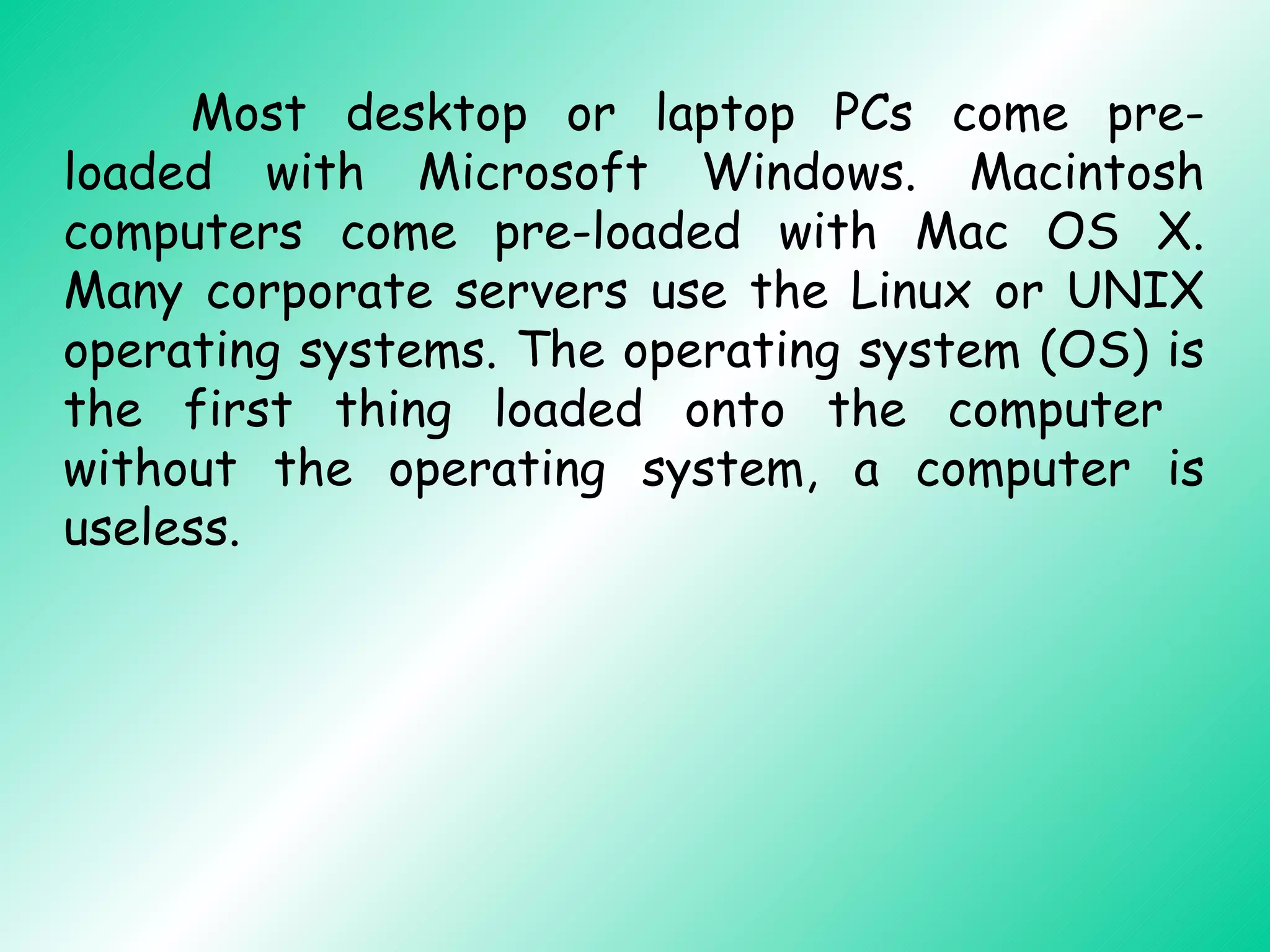 Introduction To Operating System Ppt Operating Systems Computer