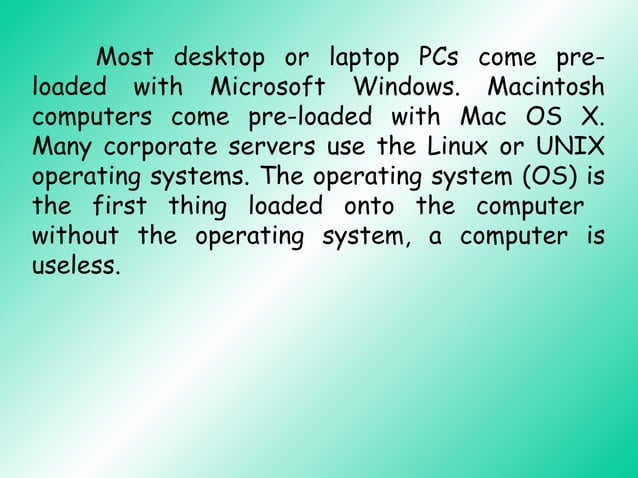 Introduction To Operating System | PPT | Operating Systems | Computer Software and Applications
