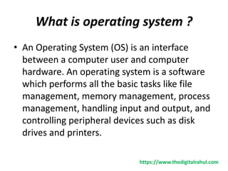 Introduction to operating system || Lecture-3 || Basic computer skill ...
