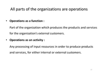Introduction to operation management, Importance, Scope, Transformation ...