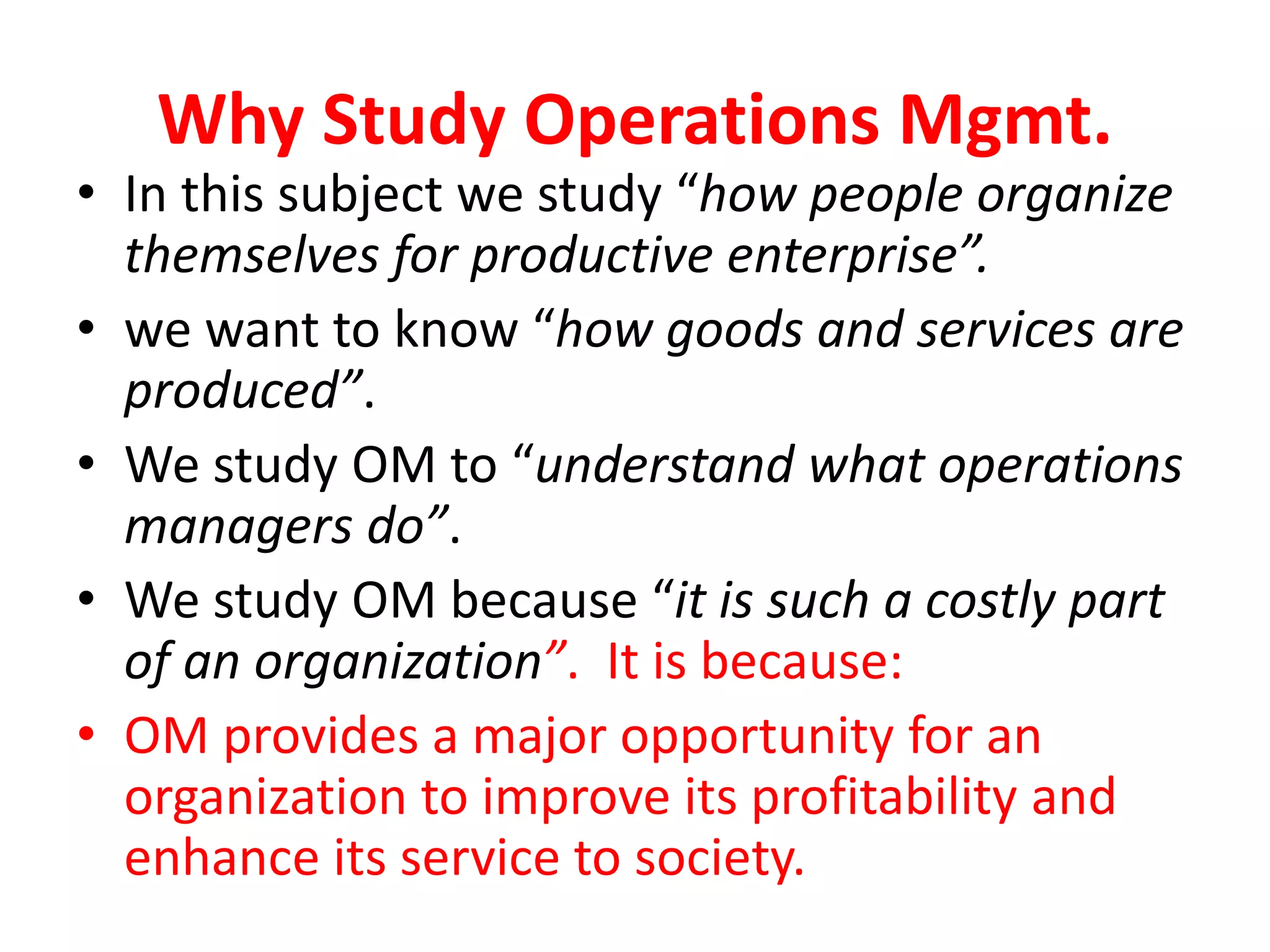 Introduction to operations management | PPT