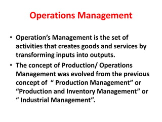Introduction to operations management | PPT