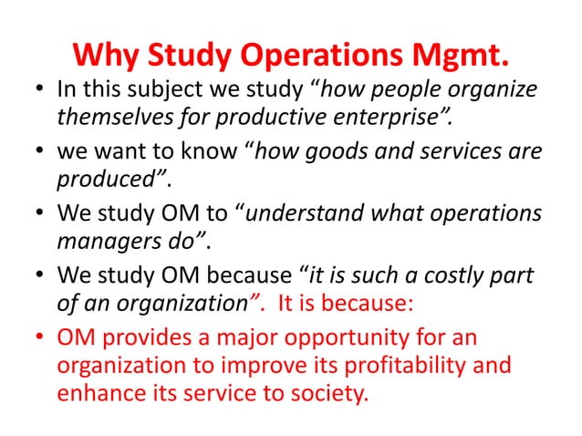 Introduction to operations management | PPT