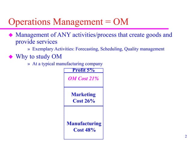 INTRODUCTION TO OPERATIONS MANAGEMENT.ppt | Business | Business and Finance