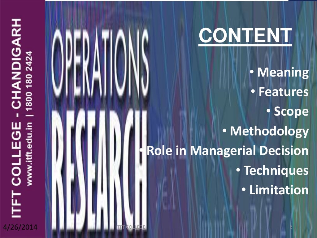 ITFT - Introduction to operations research