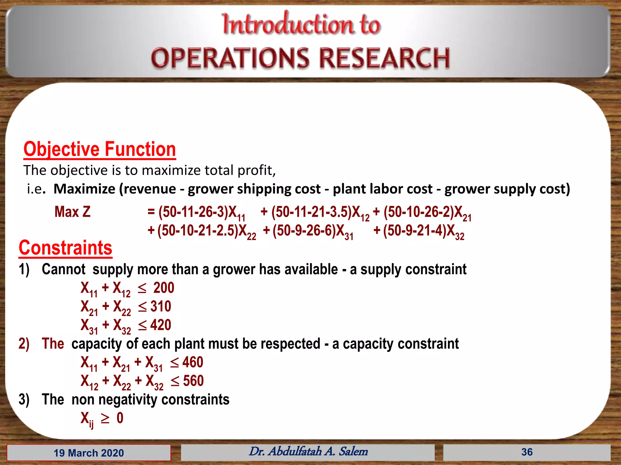 Introduction to operations research | PPTX | Business | Business and Finance