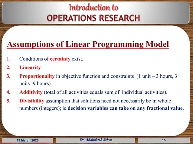 Introduction to operations research | PPTX | Business | Business and Finance