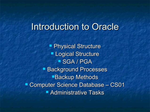 Introduction to oracle(2) | PPT