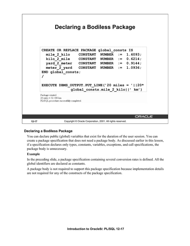 Introduction To Oracle 9i Pl Sql Part 2