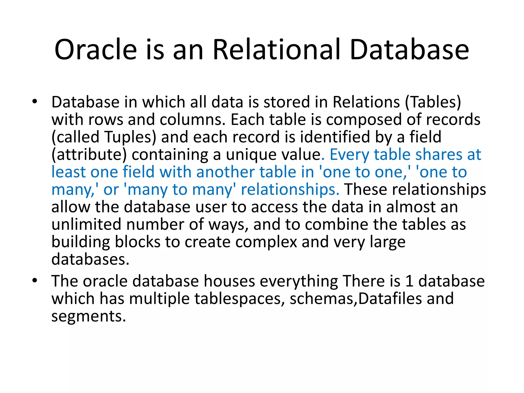 Introduction to oracle database (basic concepts) | PPTX Introduction to oracle database (basic concepts) | PPTX
