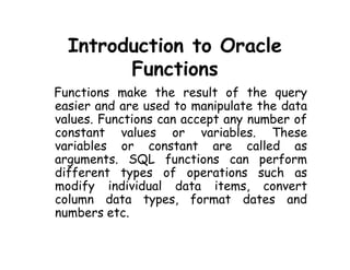 Introduction to oracle functions | PPT