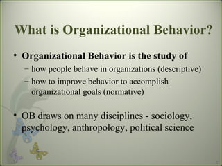 Introduction to organizational behaviour | PPT