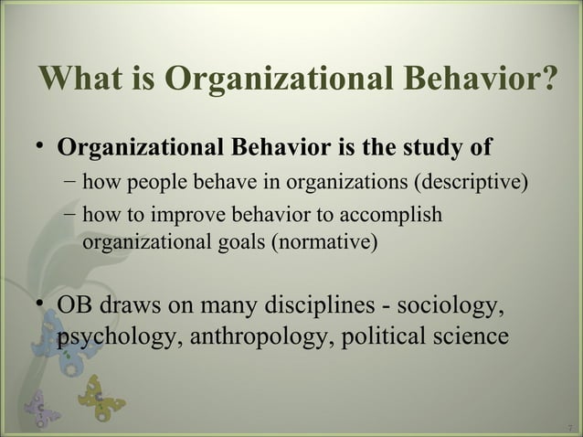 Introduction to organizational behaviour | PPT