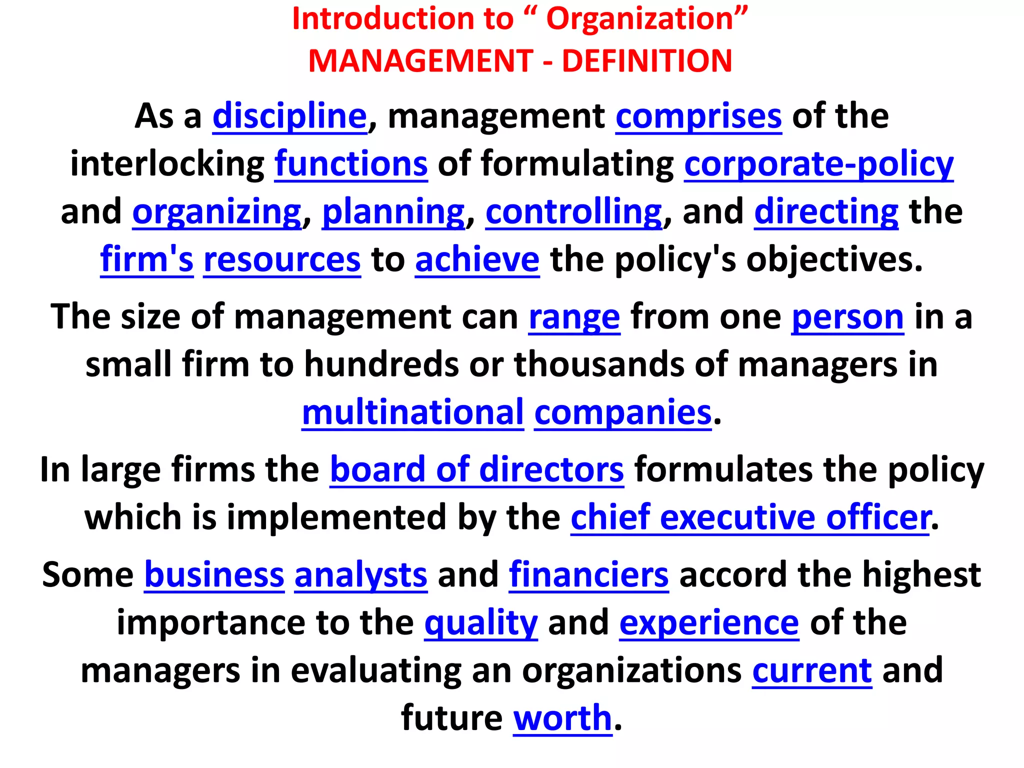 Introduction To Organization Fundamentals Ppt Presentation Eashwer | PPSX