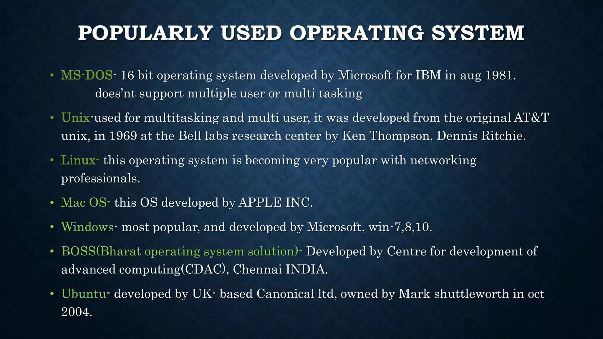 Introduction to Operating system CBSE | PPTX