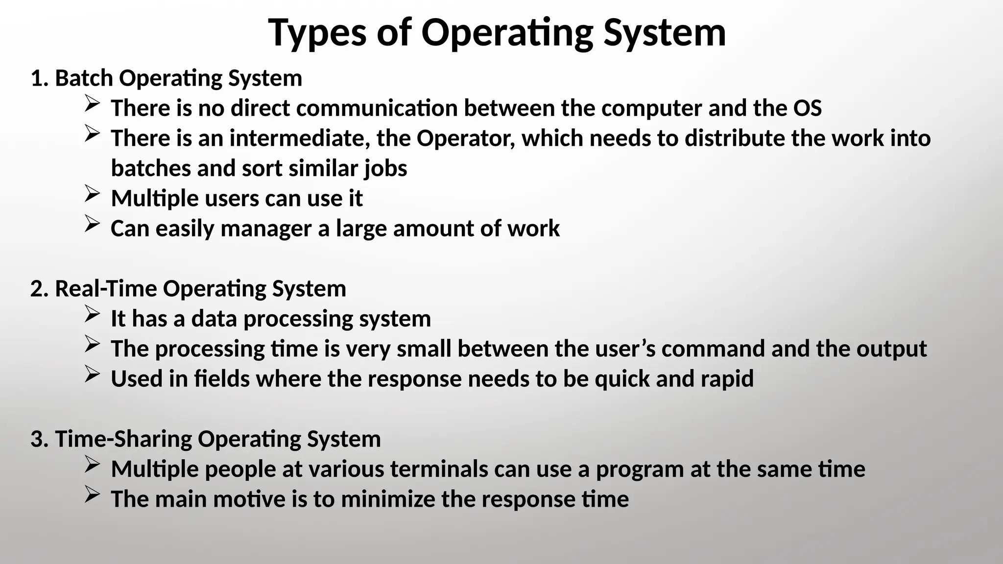 Introduction To Os Types Of Operating Systems Ppt