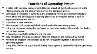 Introduction to OS, types of operating systems | PPTX
