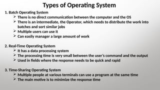 Introduction to OS, types of operating systems | PPTX